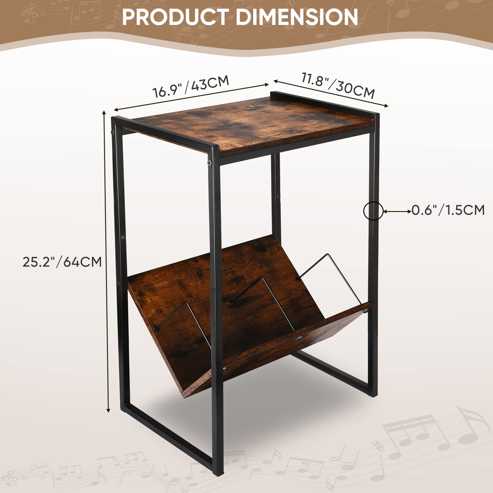 DACK Record Player Stand with Vinyl Storage,Matte Black Metal Turntable Stand, Sturdy Record Player Cabinet for Living Room Bedroom Office