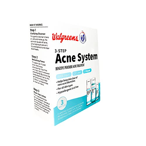 Walgreens Complete Acne Treatment Kit- 3 Simple Step Acne Kit - Benzoyl Peroxide Based Cleanser, Refreshing Toner, & Spot Treatment Repairing Lotion, 1.0 Fl Oz