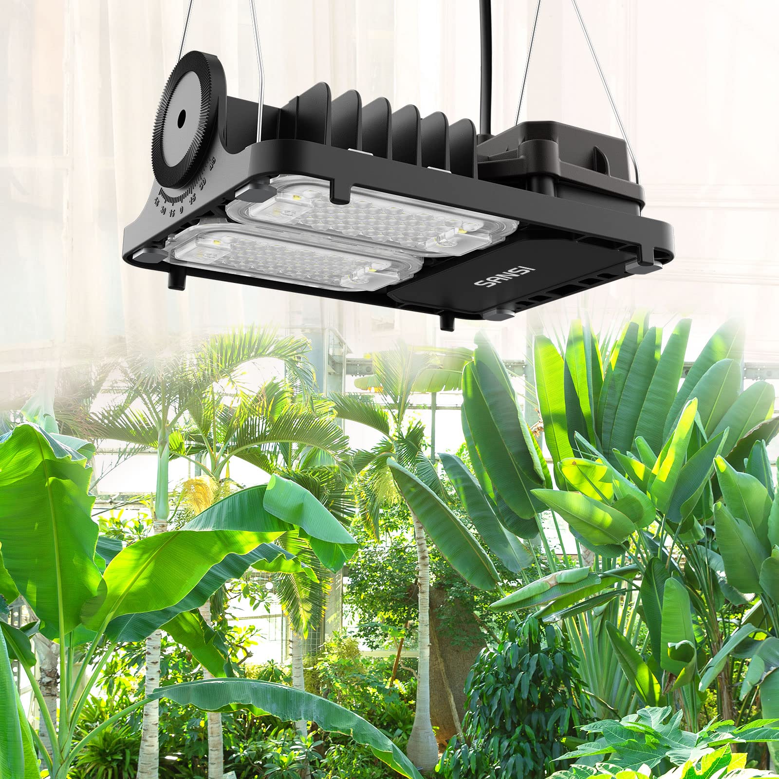 SANSI LED Grow Light for Indoor Plants, 70W LED Grow Light with Optical Lens for High PPFD (700W Equiv), Energy Saving Full Spectrum Grow Lamp for Seeding and Growing of Flowers and Garden, Upgraded