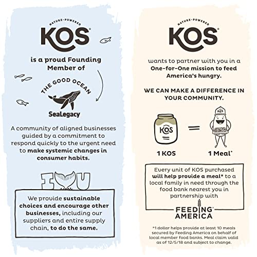 KOS Plant Based Protein Powder, No Erythritol, Blueberry Muffin - Organic Pea Protein Blend, Superfood with Spirulina & Immune Support Blend - Dairy Free, Meal Replacement for Women & Men, 15 Servings