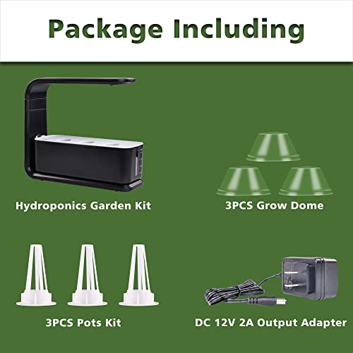 Elevon Hydroponics Growing System, Indoor Garden with LED Grow Light, Plants Germination Kit, Adjustable Height, for Indoor Home Kitchen Office, Black