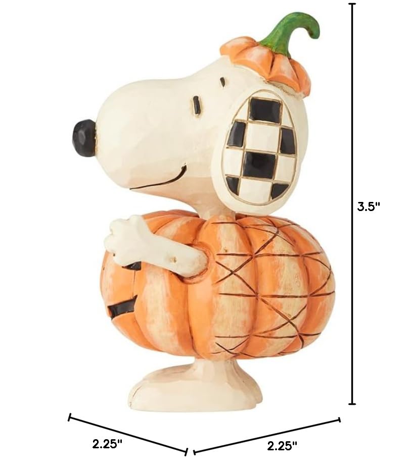 Enesco Peanuts by Jim Shore Halloween Collection Snoopy Dressed as a Pumpkin Miniature Figurine- Stone Resin Hand Crafted Painted Collectible Peanuts Snoopy Mini Figurines Home Decor Statue, 3.5 Inch