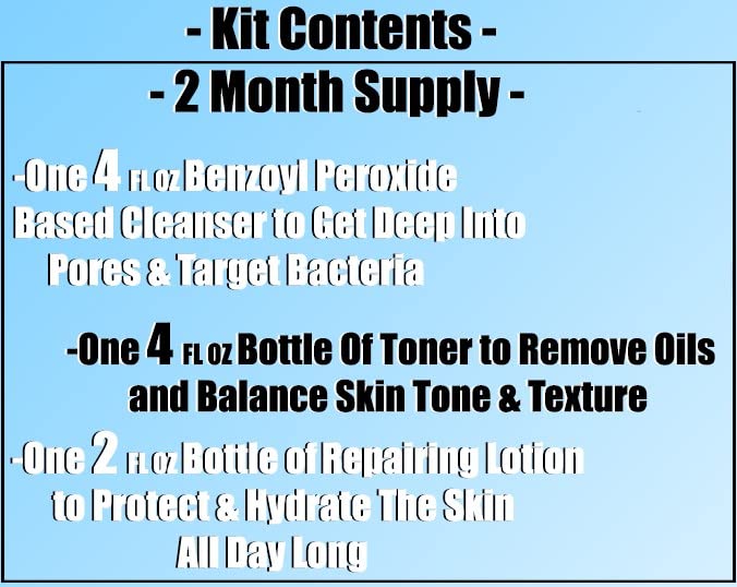 Walgreens Complete Acne Treatment Kit- 3 Simple Step Acne Kit - Benzoyl Peroxide Based Cleanser, Refreshing Toner, & Spot Treatment Repairing Lotion, 1.0 Fl Oz