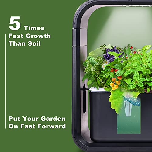Elevon Hydroponics Growing System, Indoor Garden with LED Grow Light, Plants Germination Kit, Adjustable Height, for Indoor Home Kitchen Office, Black