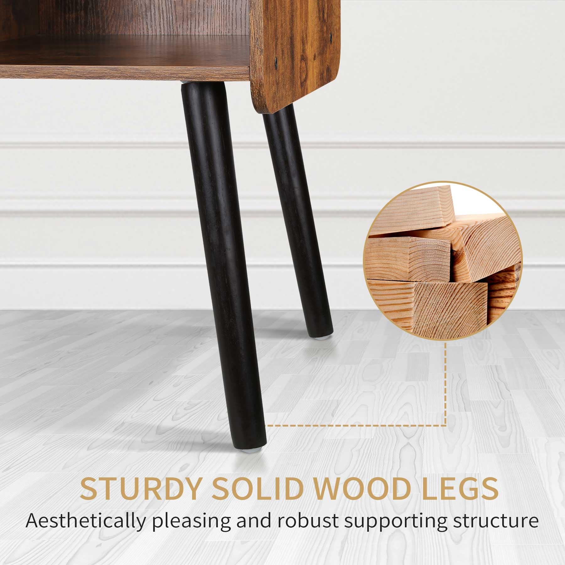 Possile Record Player Stand with Vinyl Record Storage, Mid-Century Turntable Stand for Living Room Bedroom Office, Record Player Table, Vinyl Holder Holds up to 100 Albums, Rustic Brown