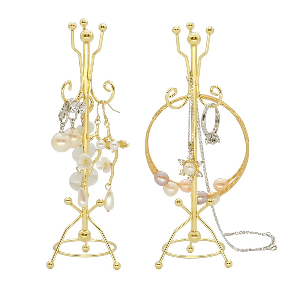 Cute Metal Jewelry Stand 2pcs, Jewelry Holder Organizer Shaped of Mini Coat Racks, Earring & Ring Stand, Jewelry Tree