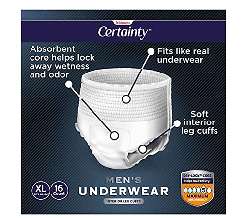 Walgreens Certainty Men's Underwear, Maximum Absorbency, XL 16 ea