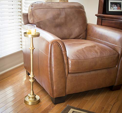 NewRidge Home Goods Dapper Glam 6in. Round Martini, Set of 2, for Small Spaces and Living Room End, Side, Drink Table, 5.74" Lx5.74 Dx25.99 H, Brass