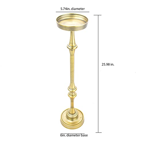 NewRidge Home Goods Dapper Glam 6in. Round Martini, Set of 2, for Small Spaces and Living Room End, Side, Drink Table, 5.74" Lx5.74 Dx25.99 H, Brass