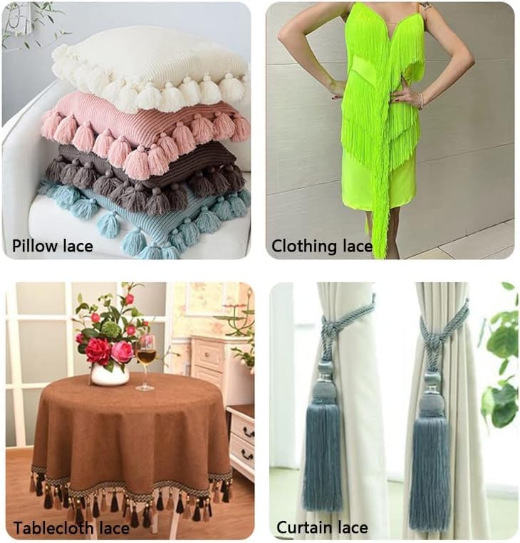 10 Yards Sewing Fringe Trim, BetterJonny 6inch Tassel Fringe Trim for Sewing Long Chainette Fringe Tassel Trim DIY Crafts and More Other Sewing Projects for Wedding, Party Decorations (Black)