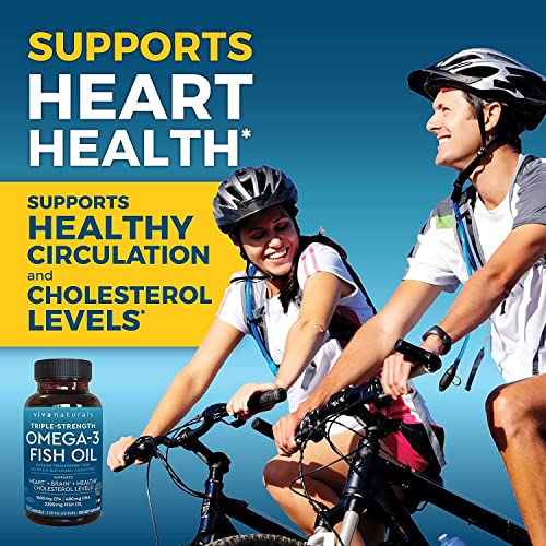 Viva Naturals Triple-Strength Omega 3 Fish Oil with EPA and DHA Supplements 2,200mg, 180 Softgels