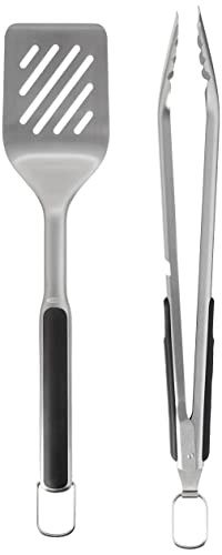 OXO Good Grips Grilling Tools, 3pc Set-Tongs, Turner Rest, Black