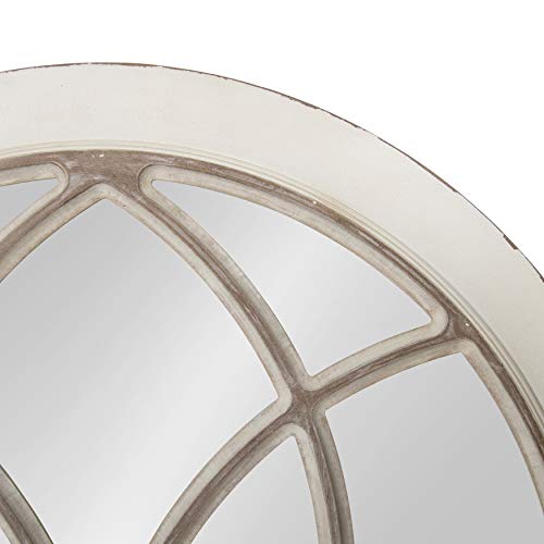 Kate and Laurel NIkoletta Large Classic Wood Windowpane Arch Mirror, 31x44, Distressed Coastal White