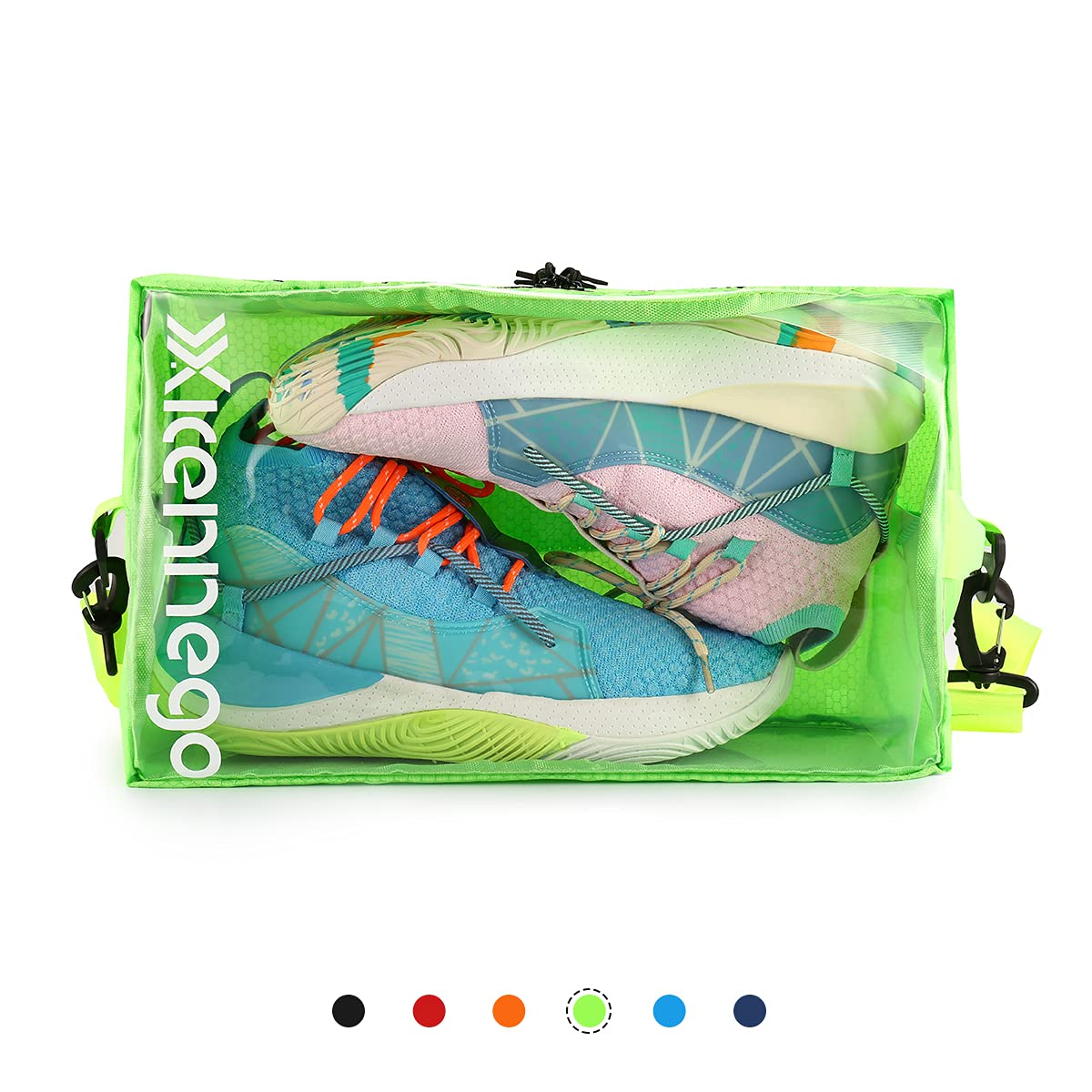 Xicennego Portable Basketball Shoe Bag with zipper - Sneaker Storage Bag - Shoe Box Bags - Foldable Waterproof Shoe Puches Organizer(Fluorescent green)
