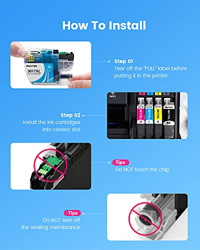 PACITEK Compatible Replacement for Brother LC3017 LC 3017 XL Ink Cartridges, Work with Brother Brother MFC-J5330DW MFC-J6930DW MFC-J6530DW MFC-J6730DW Printers (2 Black, 1 Cyan, 1 Magenta, 1 Yellow)