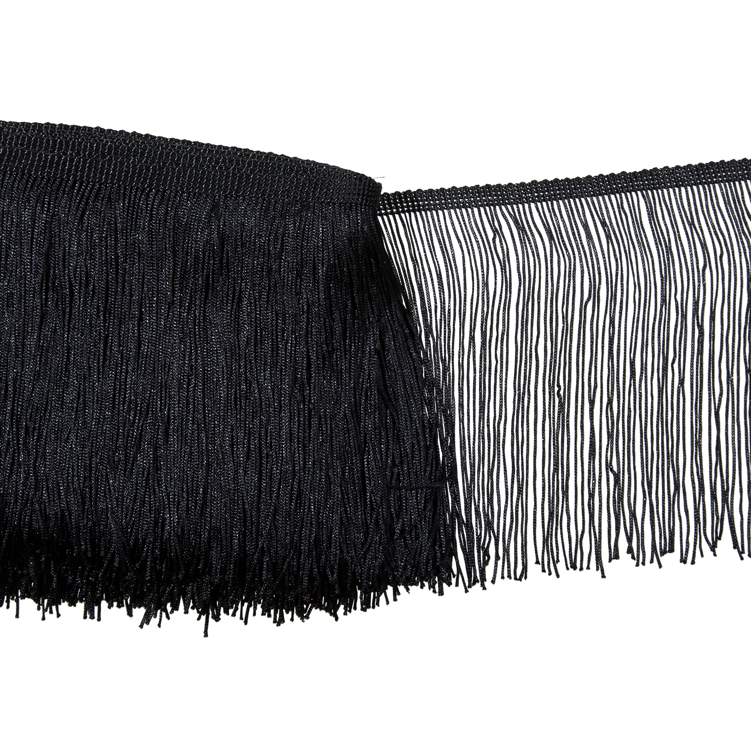 Nonmol Black Fringe Trim Tassel Sewing Trim 6Inch Width 10 Yards Long for Clothes Accessories Latin Wedding Dress DIY Lamp Shade Decoration (Black)
