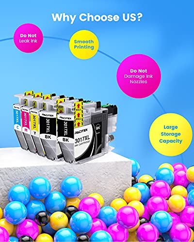 PACITEK Compatible Replacement for Brother LC3017 LC 3017 XL Ink Cartridges, Work with Brother Brother MFC-J5330DW MFC-J6930DW MFC-J6530DW MFC-J6730DW Printers (2 Black, 1 Cyan, 1 Magenta, 1 Yellow)