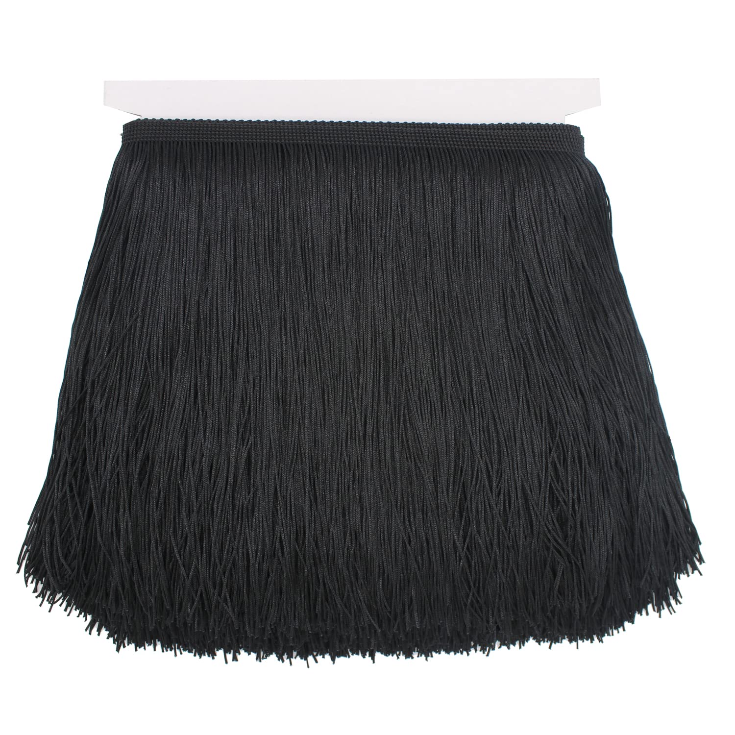 Nonmol Black Fringe Trim Tassel Sewing Trim 6Inch Width 10 Yards Long for Clothes Accessories Latin Wedding Dress DIY Lamp Shade Decoration (Black)