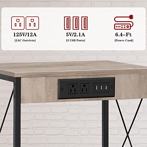 YBING Record Player Stand 3-Tier Turntable Stand with Record Storage End Table with Charging Station Vinyl Record Storage Stand with Divider Nightstand for Living Room Bedroom Office, Oak