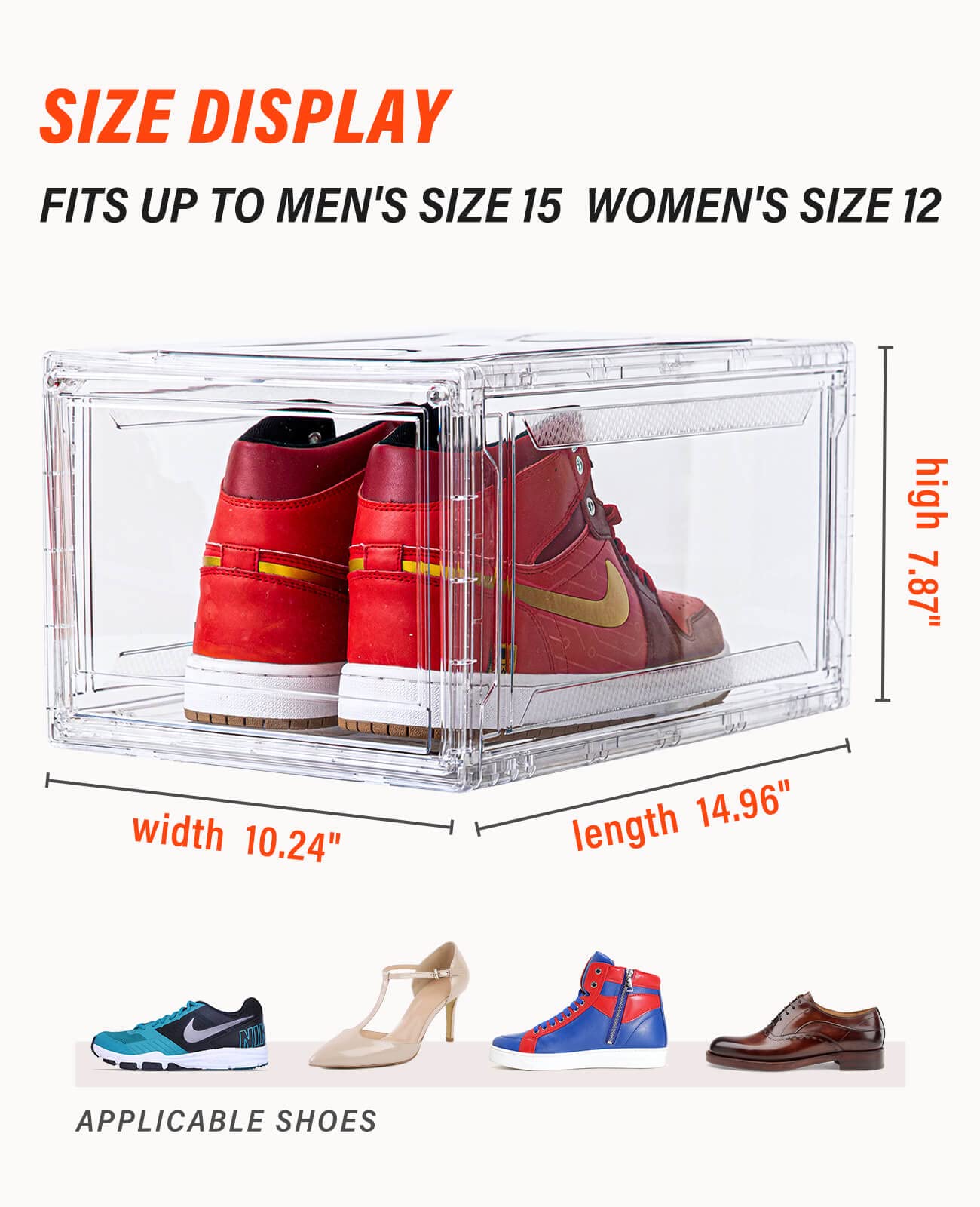 KDOR Shoe Boxes Clear Plastic Stackable 3 Pack Shoe Storage for Sneakerheads, Magnetic Door, Strong and Block of UV Protect your Shoes