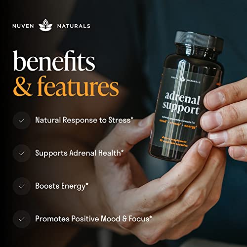 Adrenal Support β Natural Adrenal Fatigue Supplements, Cortisol Manager with Ashwagandha Extract, Rhodiola Rosea, Holy Basil, Adaptogenic Herbs for Adrenals, Stress Support & Adrenal Health