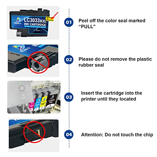 DOUBLE D LC3033 Ink Cartridges Upgraded Compatible Replacement for Brother LC3033 LC3033XXL 3033 LC3035 3035 for Brother MFC-J995DW MFC-J805DW MFC-J815DW MFC-J995DWXL MFC-J805DWX (BK/C/M/Y, 4 Pack)