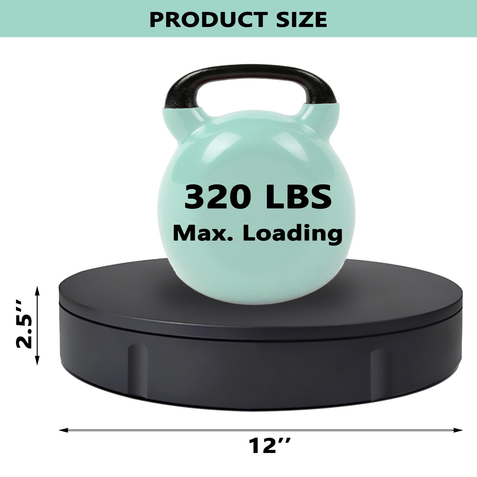 Prolee 360 Degree Rotating Turntable 12 Inch, 320lbs Capacity for Photography, Heavy Duty, Automatic Remote Control Display Platform with 5 Colour Surface Covers and Carry Bag