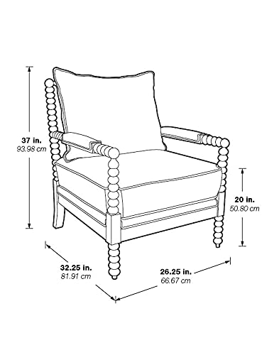 OSP Home Furnishings Fletcher Spindle Accent Chair, Brush Charcoal Finish with Linen