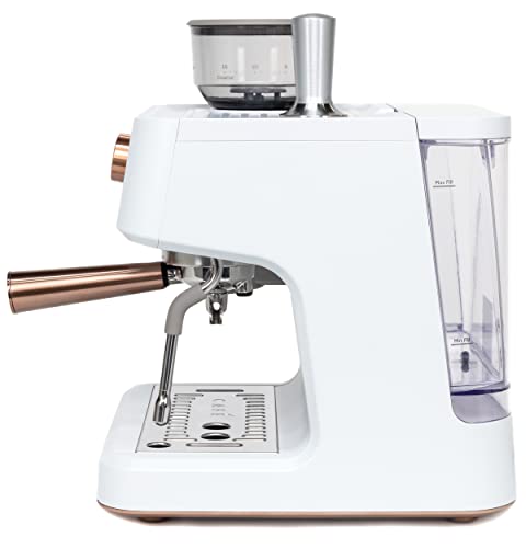 Café Bellissimo Semi Automatic Espresso Machine + Milk Frother | WiFi Connected, Smart Home Kitchen Essentials | Built-In Bean Grinder, 15-Bar Pump & 95-Ounce Water Reservoir | Matte White