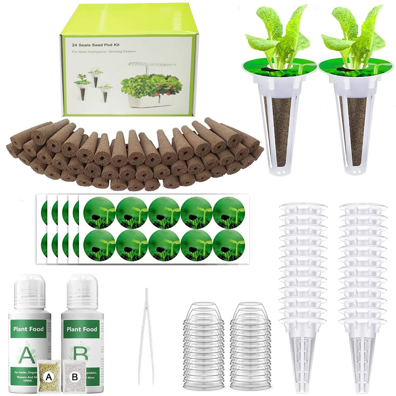 151 Pcs Seed Pod Kit for Hydroponic Growing System, Grow Anything Kit with 50 Pieces Replacement Grow Sponges,24 Grow Baskets, 24 Grow Domes(Not Include Seeds)
