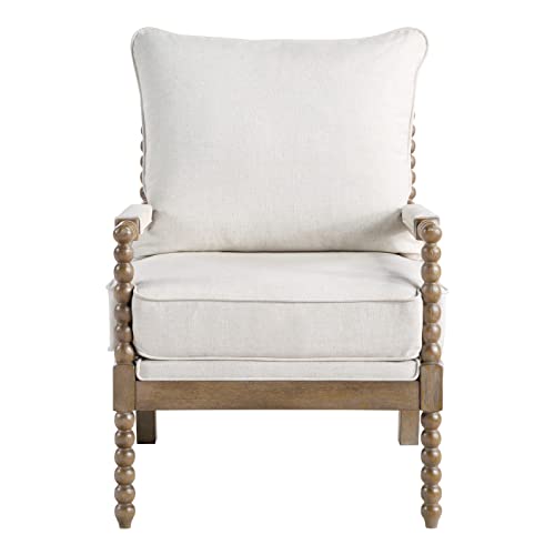 OSP Home Furnishings Fletcher Spindle Accent Chair, Brush Charcoal Finish with Linen
