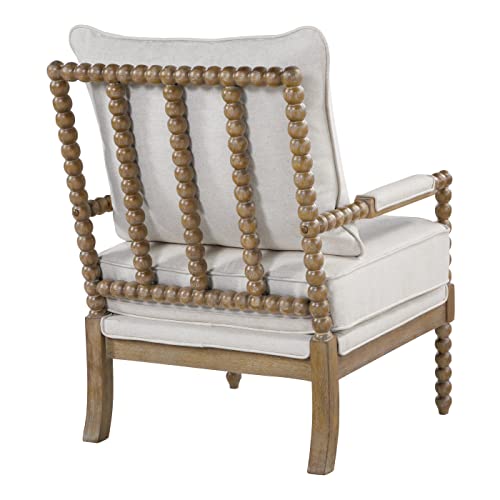 OSP Home Furnishings Fletcher Spindle Accent Chair, Brush Charcoal Finish with Linen