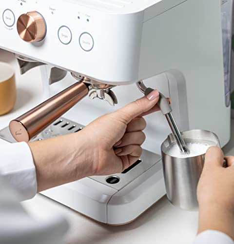 Café Bellissimo Semi Automatic Espresso Machine + Milk Frother | WiFi Connected, Smart Home Kitchen Essentials | Built-In Bean Grinder, 15-Bar Pump & 95-Ounce Water Reservoir | Matte White