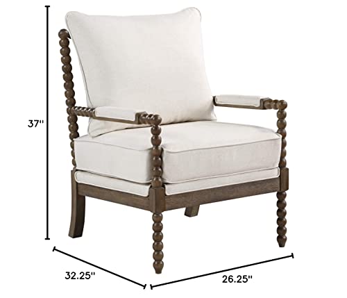 OSP Home Furnishings Fletcher Spindle Accent Chair, Brush Charcoal Finish with Linen