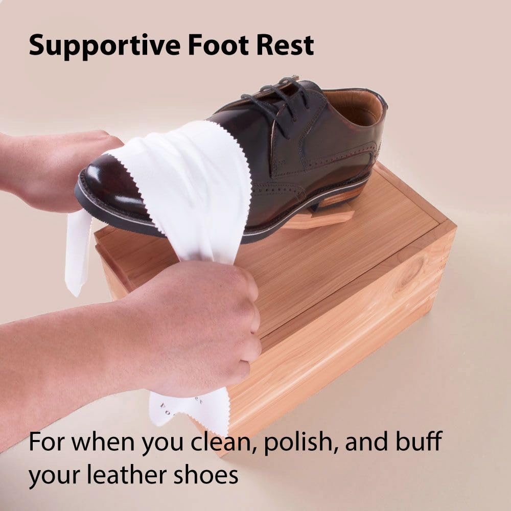 FootFitter Cedar Wood Storage Box & Shoe Valet β Shoe Care Storage Box Made From USA Grown Cedar
