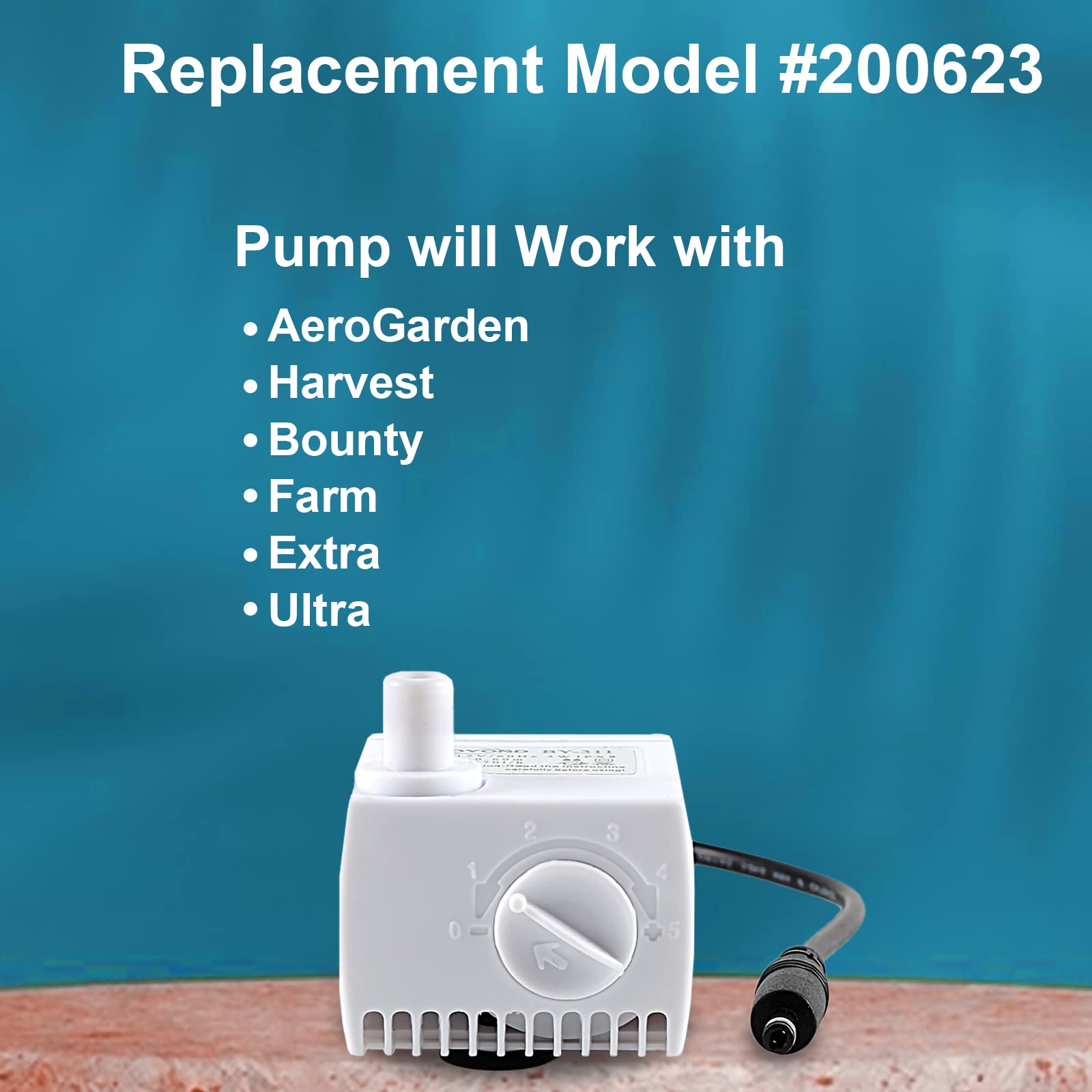 200623 Aero-Garden Pump with 10 Filters, Ultra Quiet Hydroponics Growing System Pump fit for Harvest Bounty Farm Extra Ultra All Model