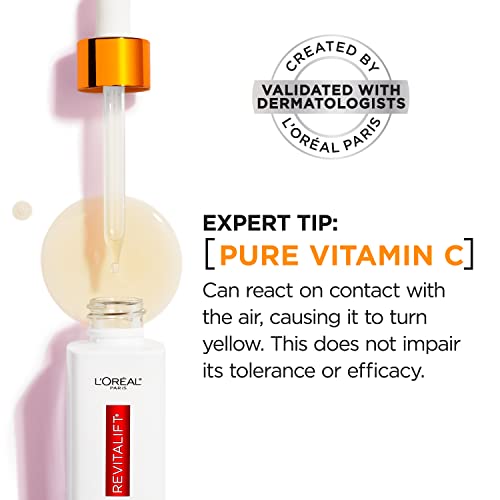 L'Oreal Paris Revitalift 12% Pure Vitamin C Serum, Vitamin E, Salicylic Acid, Moisturizing, Smoothing & Brightening, Non Greasy + Moisturizer Sample