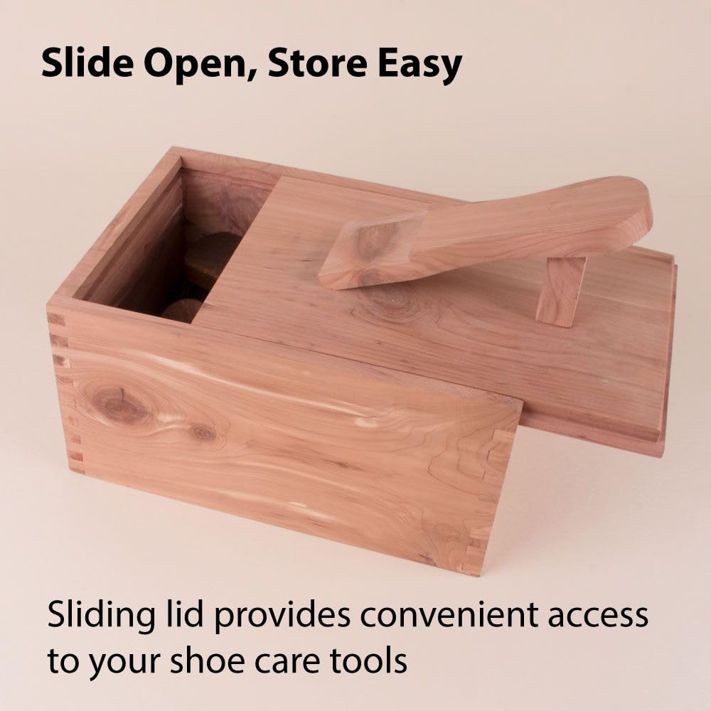 FootFitter Cedar Wood Storage Box & Shoe Valet β Shoe Care Storage Box Made From USA Grown Cedar