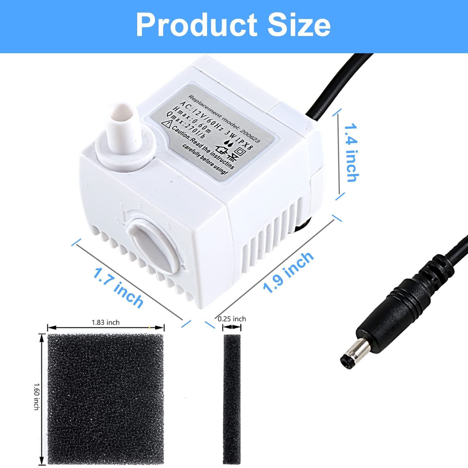 200623 Aero-Garden Pump with 10 Filters, Ultra Quiet Hydroponics Growing System Pump fit for Harvest Bounty Farm Extra Ultra All Model