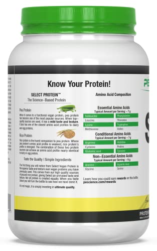 PEScience Select Vegan Plant Based Protein Powder, Chocolate, 27 Serving, Pea and Brown Rice Blend