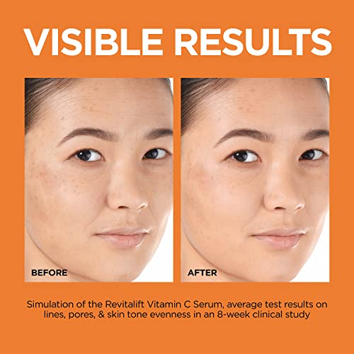 L'Oreal Paris Revitalift 12% Pure Vitamin C Serum, Vitamin E, Salicylic Acid, Moisturizing, Smoothing & Brightening, Non Greasy + Moisturizer Sample