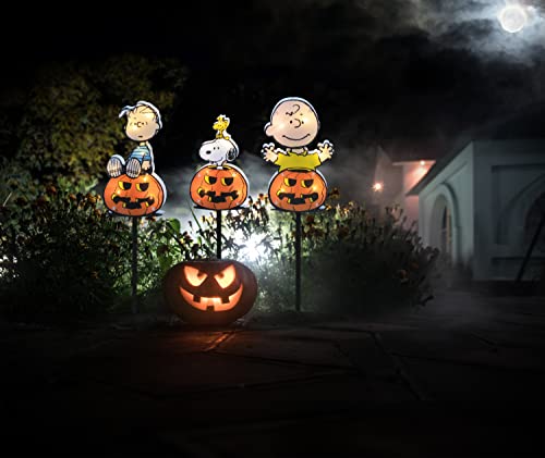 ProductWorks 22-Inch 3-Piece Flat Peanuts Characters Pumpkin Pathway Markers with Pre-Lit LED Lights