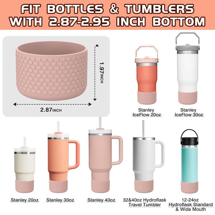 WUQID Heart Shaped Texture Silicone Boot Compatible with Stanle Quencher H2.0 IceFlow Flip 20oz 30oz 40oz,Hydroo Flask 12-24oz (Pink Dusk, Fits Hydro 12-24oz / Stanle 20-40oz Tumbler)