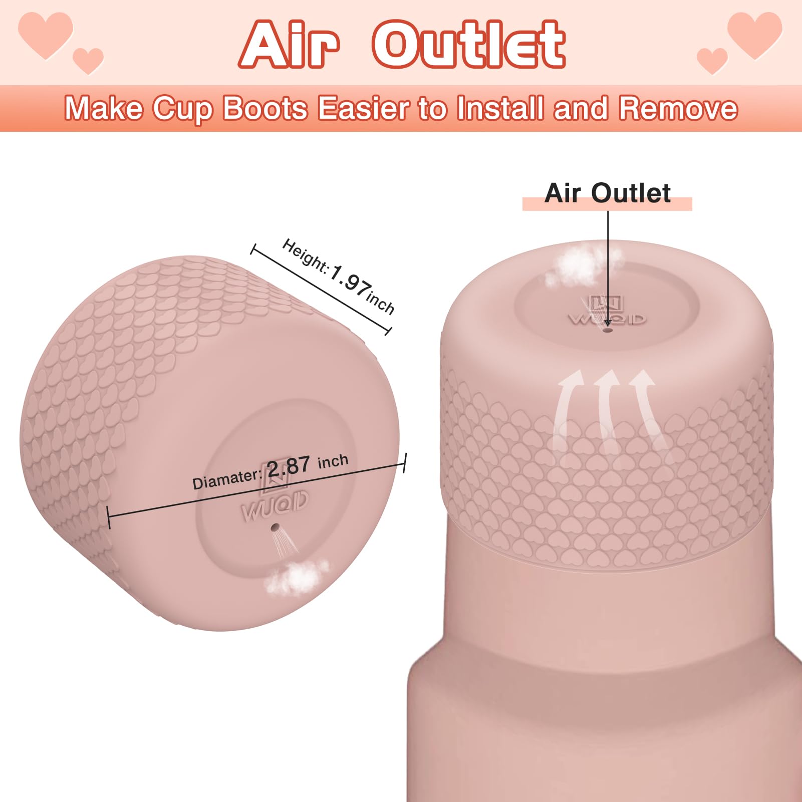 WUQID Heart Shaped Texture Silicone Boot Compatible with Stanle Quencher H2.0 IceFlow Flip 20oz 30oz 40oz,Hydroo Flask 12-24oz (Pink Dusk, Fits Hydro 12-24oz / Stanle 20-40oz Tumbler)
