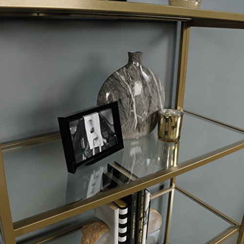 Sauder 421434 International Lux Bookcase, L: 30.0" x W: 14.49" x H: 70.87", Satin Gold Finish