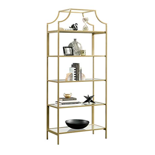 Sauder 421434 International Lux Bookcase, L: 30.0" x W: 14.49" x H: 70.87", Satin Gold Finish