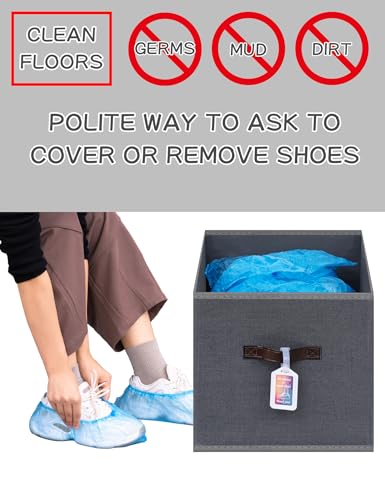 ECLAT Shoe Covers Box 13 Inch Cube Storage Bins- 1 Pack Foldable Shoe Booties Holder, Dispenser Bin for Guest, Homeowner, Realtor, Open House, Real Estate Agent Supplies, Dark Gray