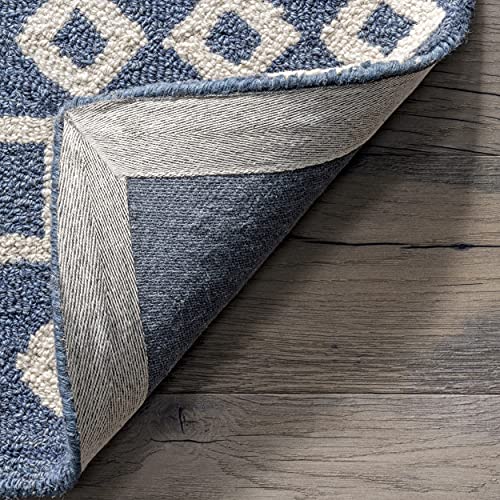 nuLOOM Meadow Hand Tufted Wool Tribal Geometric Area Rug, 4' x 6', Blue