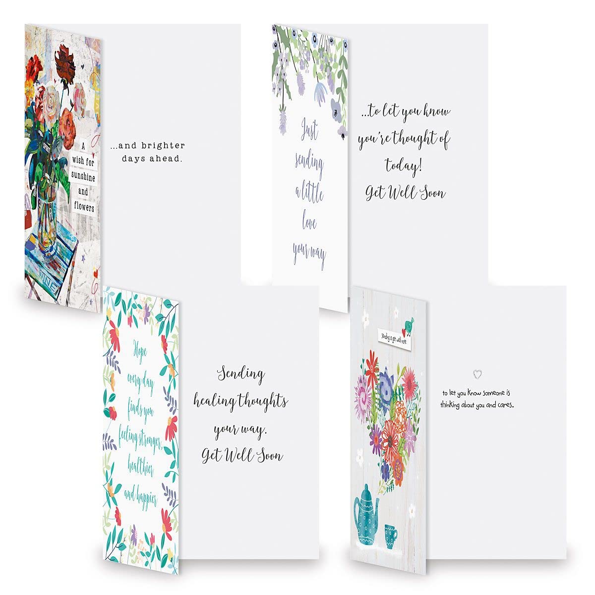 Get Well Greeting Card Value Pack β Set of 18 (9 Designs), Large 5 x 7 inches, Envelopes Included, by Current