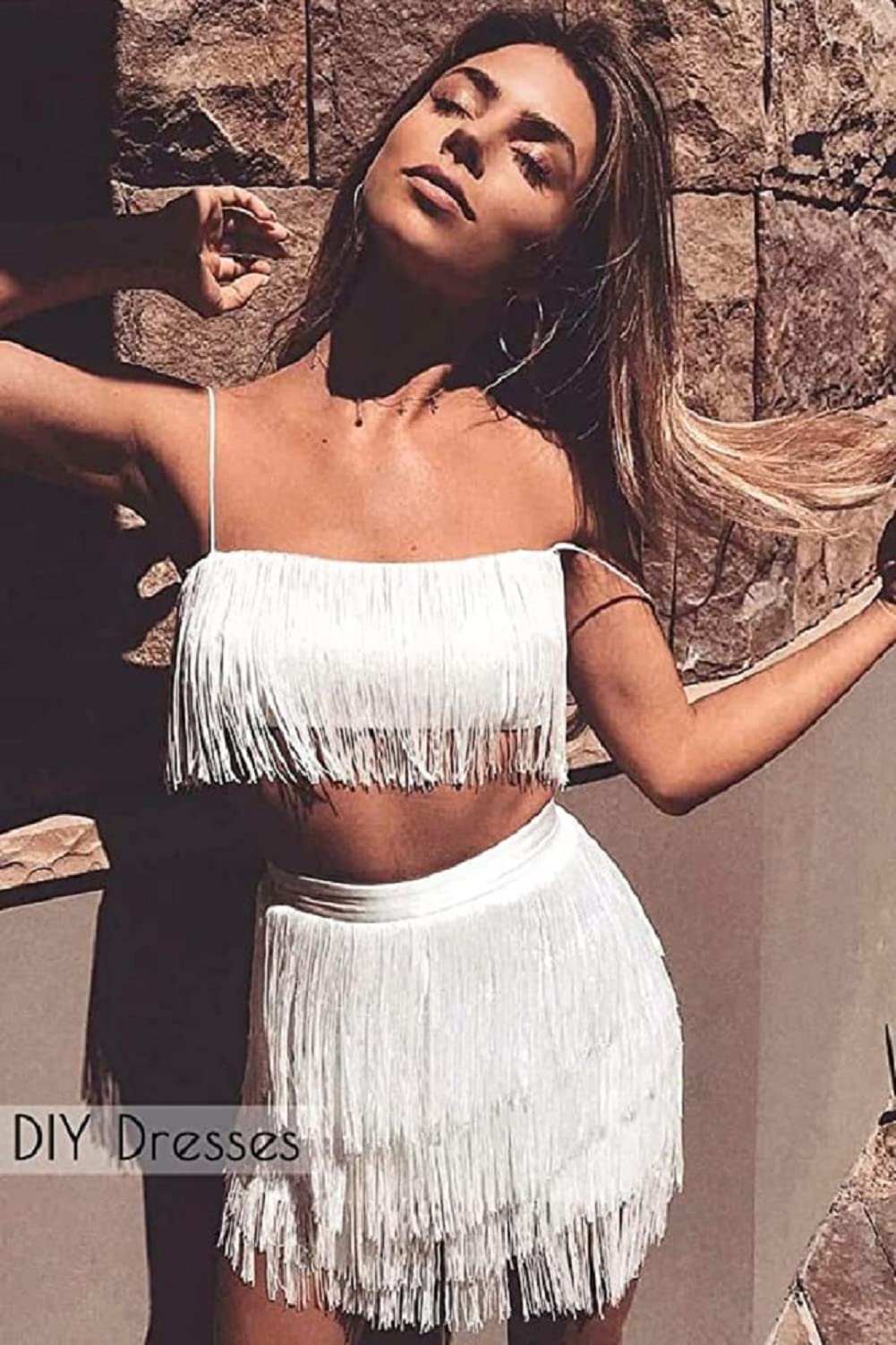 Fringe Trim Tassel 8 inch Wide 2 Yards Long for Clothes Accessories Latin Wedding Dress DIY Decoration (8in,Black)